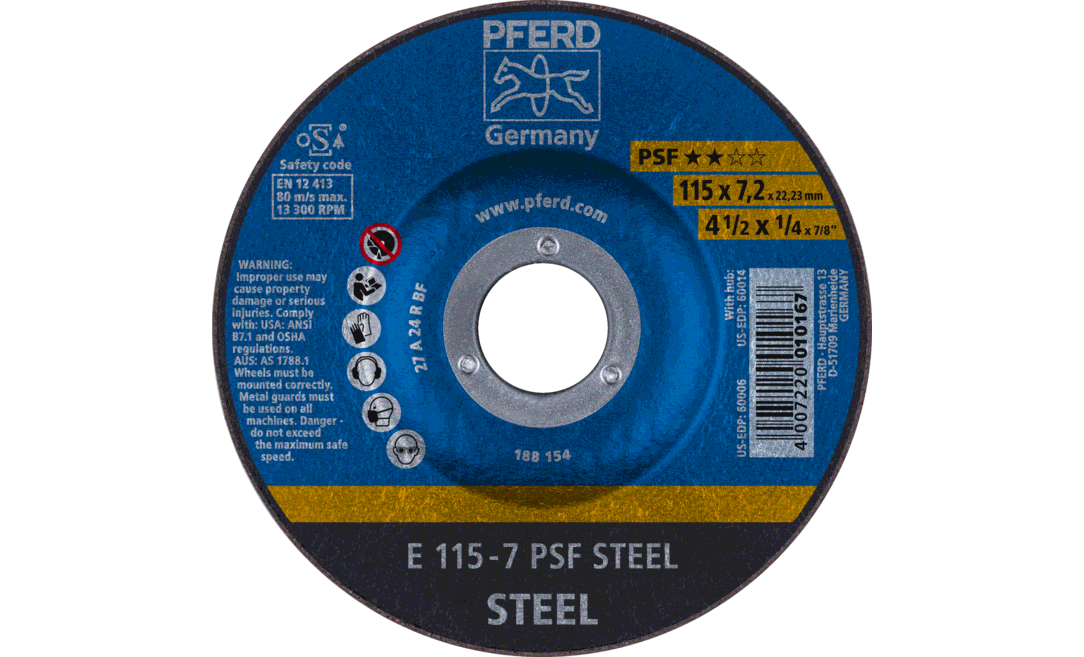 Buy 4-1/2" x 1/4 Grinding Wheel, 7/8" A.H. - PSF STEEL - Type 27 ...