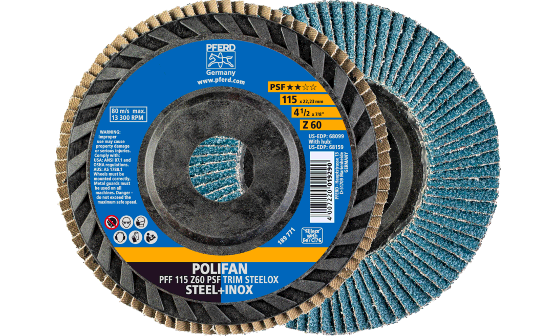 Buy 4-1/2" x 7/8" A.H. POLIFAN Flap Disc - Z PSF TRIM STEELOX, Zirconia ...